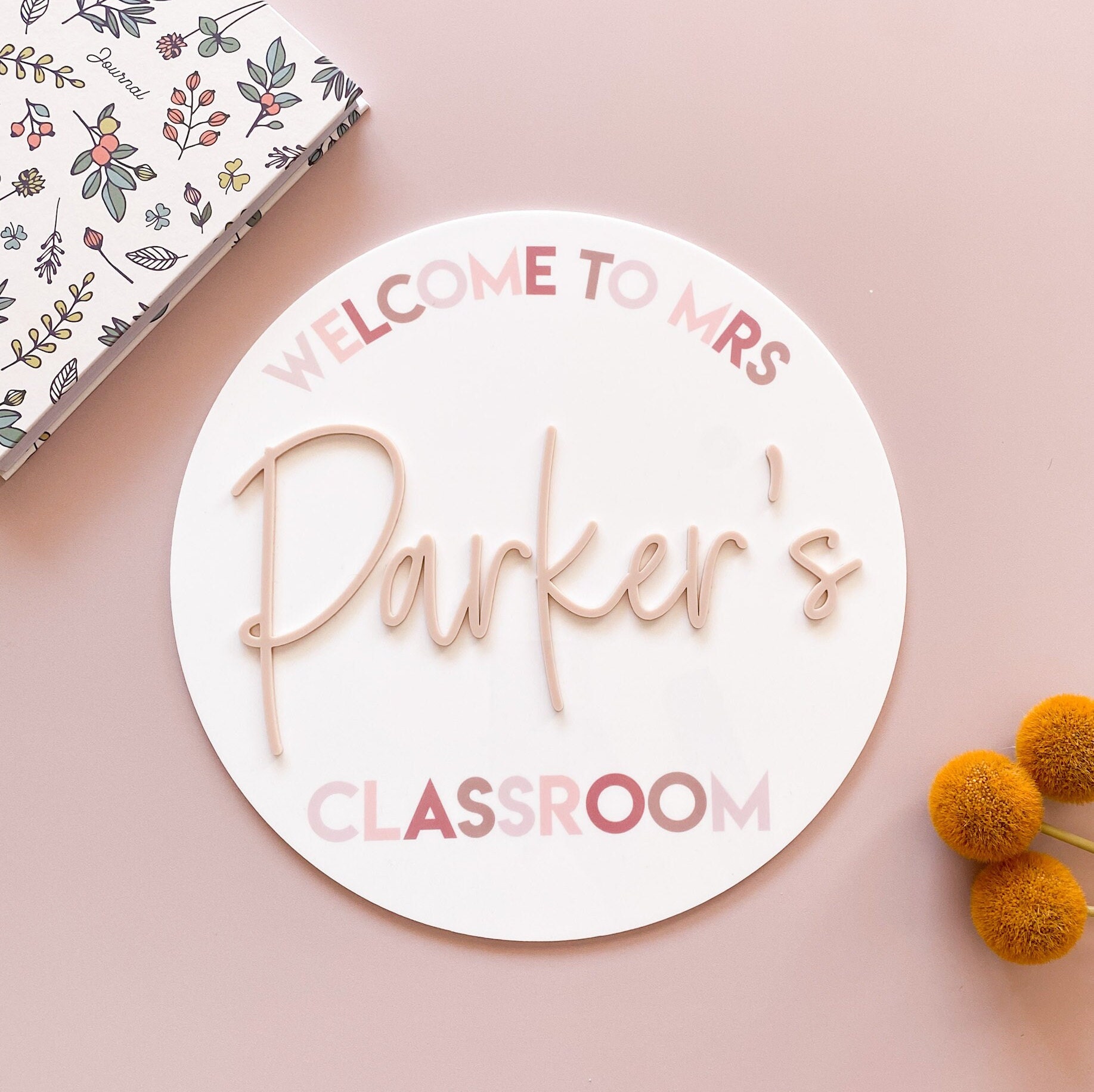 Acrylic Teacher Name Plaque Classroom Door Sign Boho - Etsy