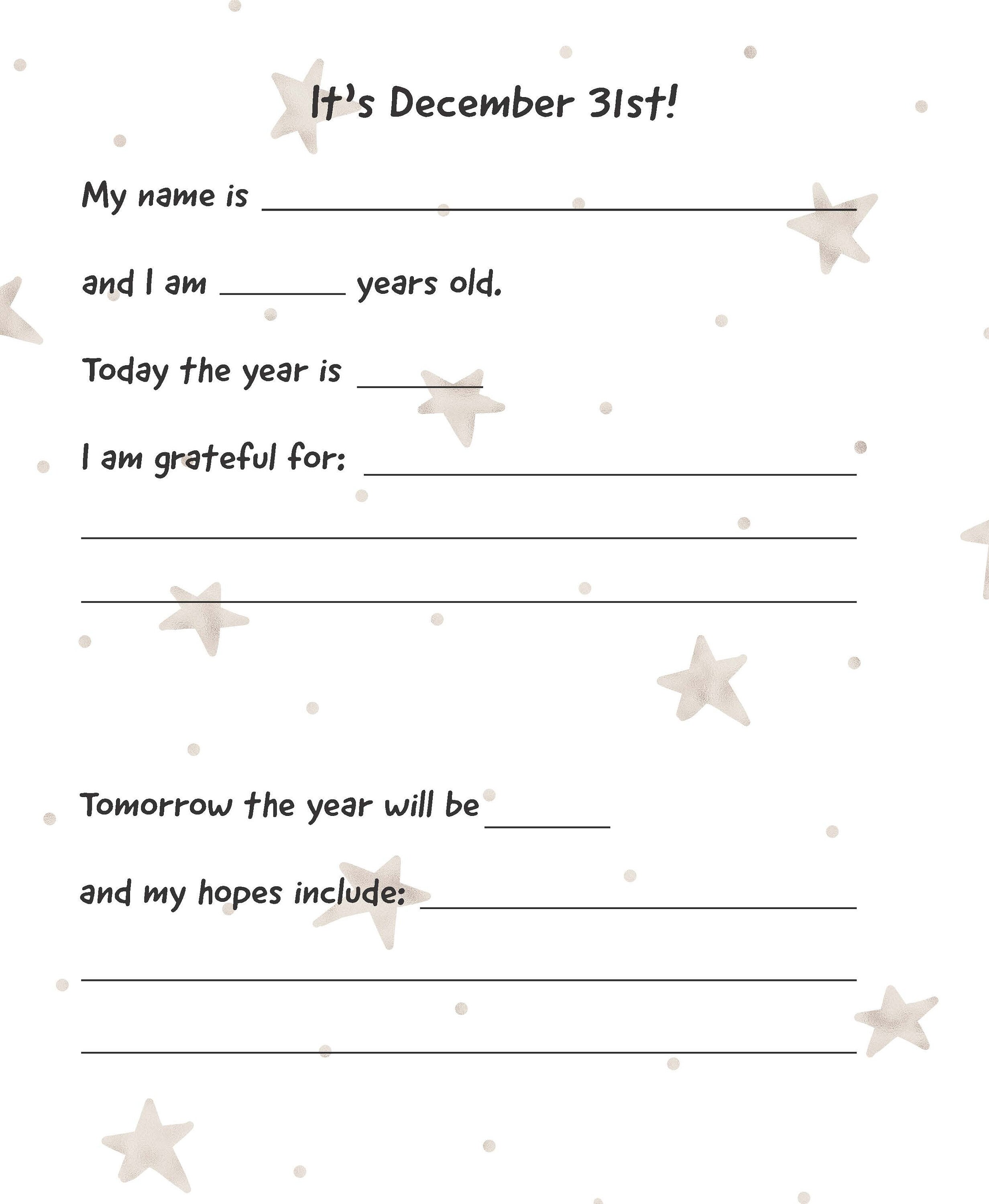 New Years Eve Printable Gratitude Sheet - Etsy