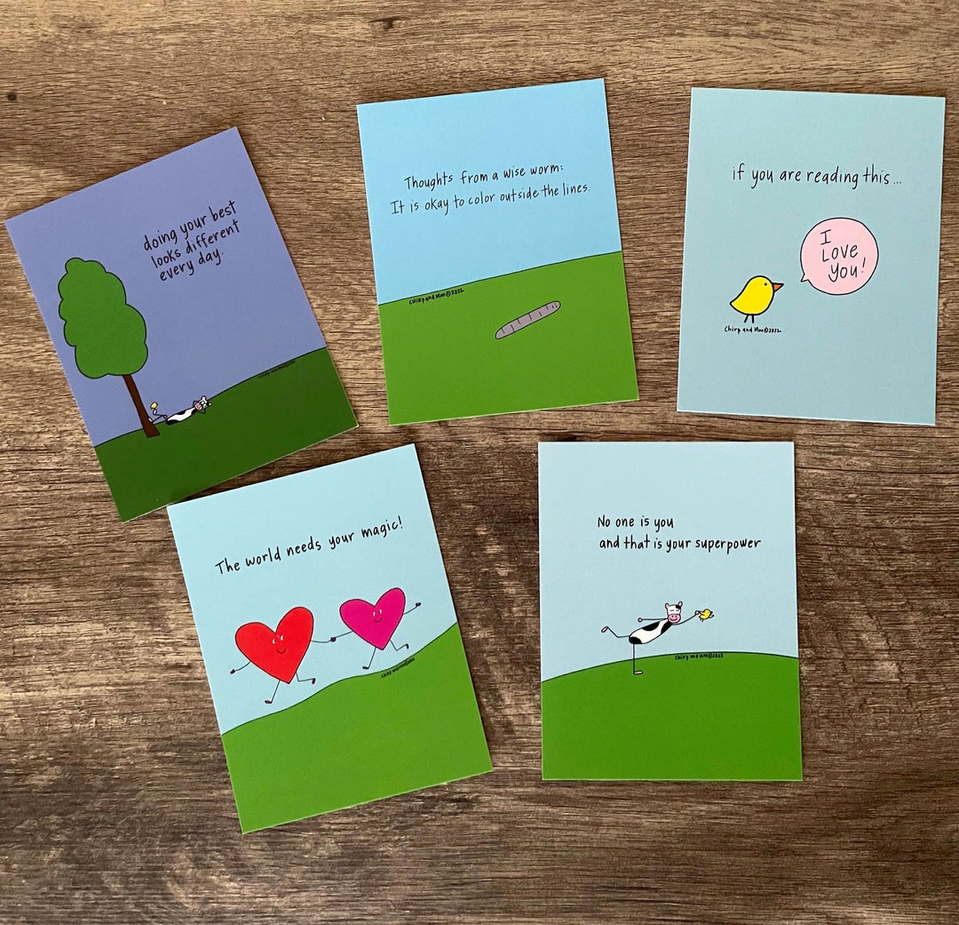 Set of 5 Greeting Cards / Variety of Greeting Cards & Envelopes - Etsy