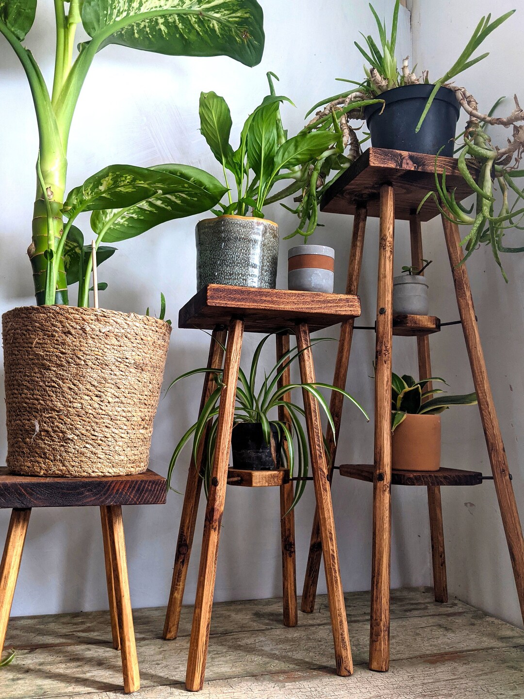 Wooden Plant Pot Stand / Display Table - Set of 3 - Etsy