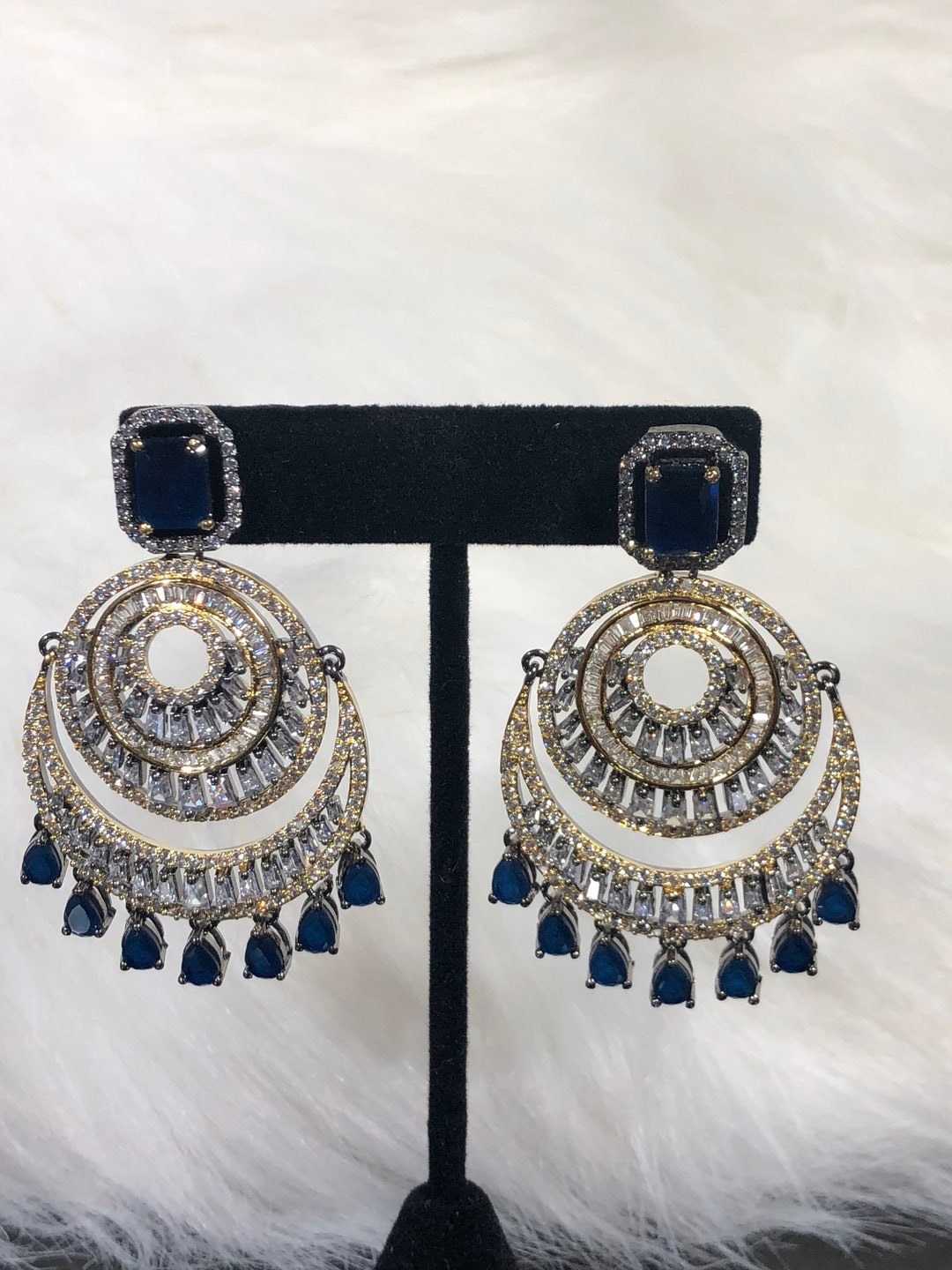 Pendientes de araña azul / pendientes de circón azul / pendientes de ...