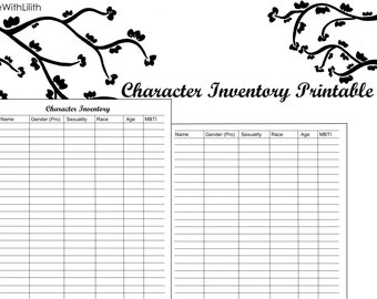 Character Inventory - Etsy