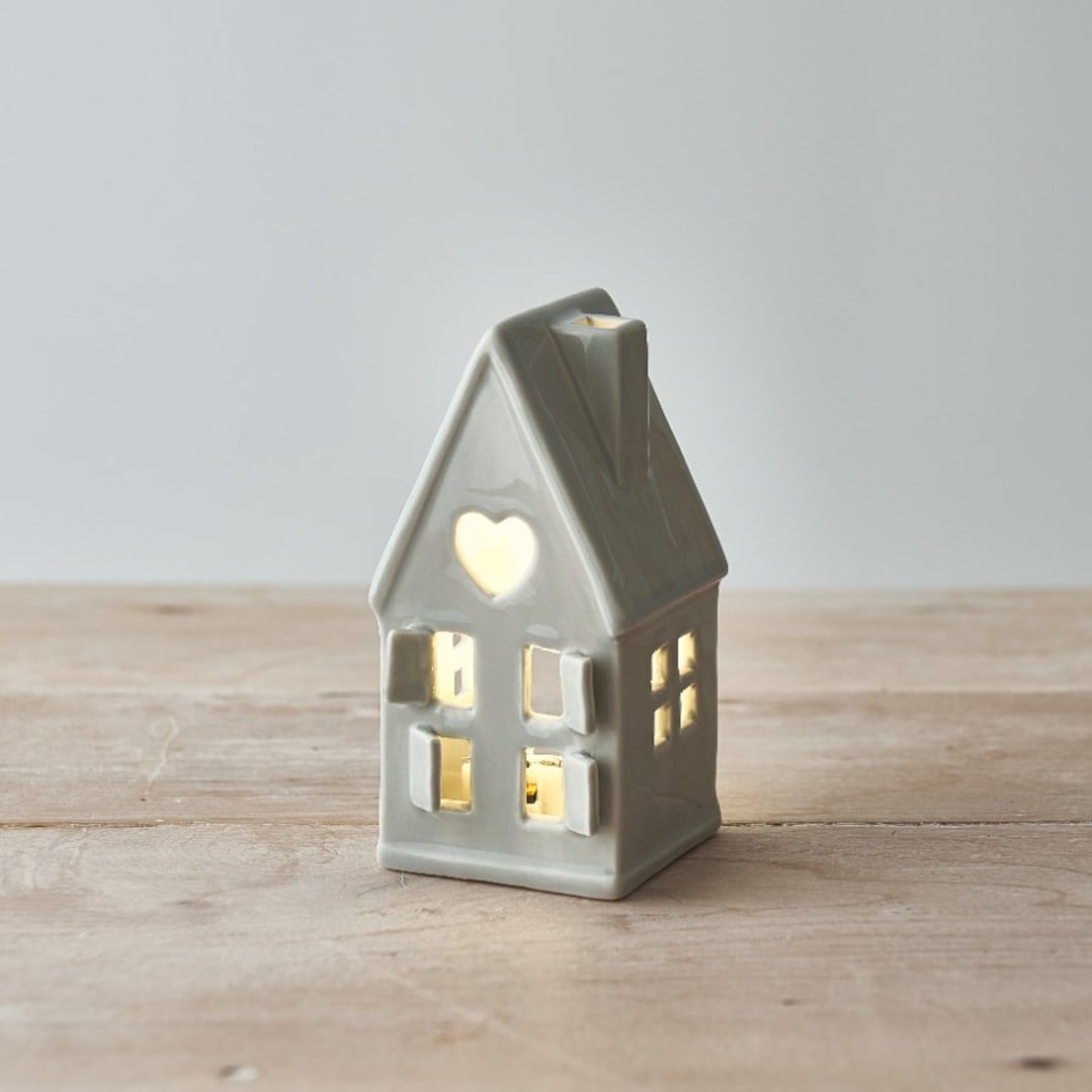 Grey Ceramic House With LED T Light - 11.5cm - Etsy