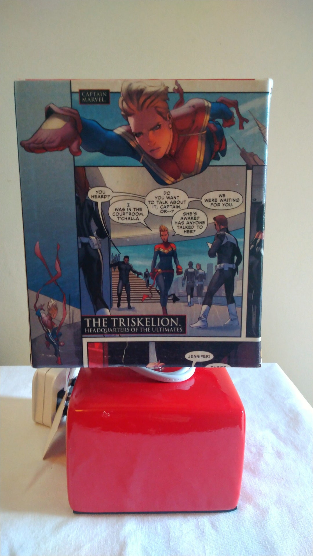 One of a kind new Captain Marvel table Lamp covered in - Etsy 日本