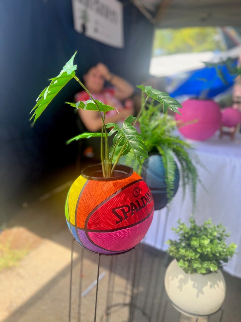 Basketball Planter Large Rainbow Home Decor Garden Interior Gift Ideas ...
