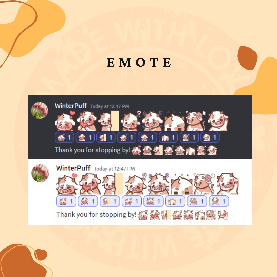 Brown & White Cow Emote Bundle | Discord | Twitch | Youtube - Etsy