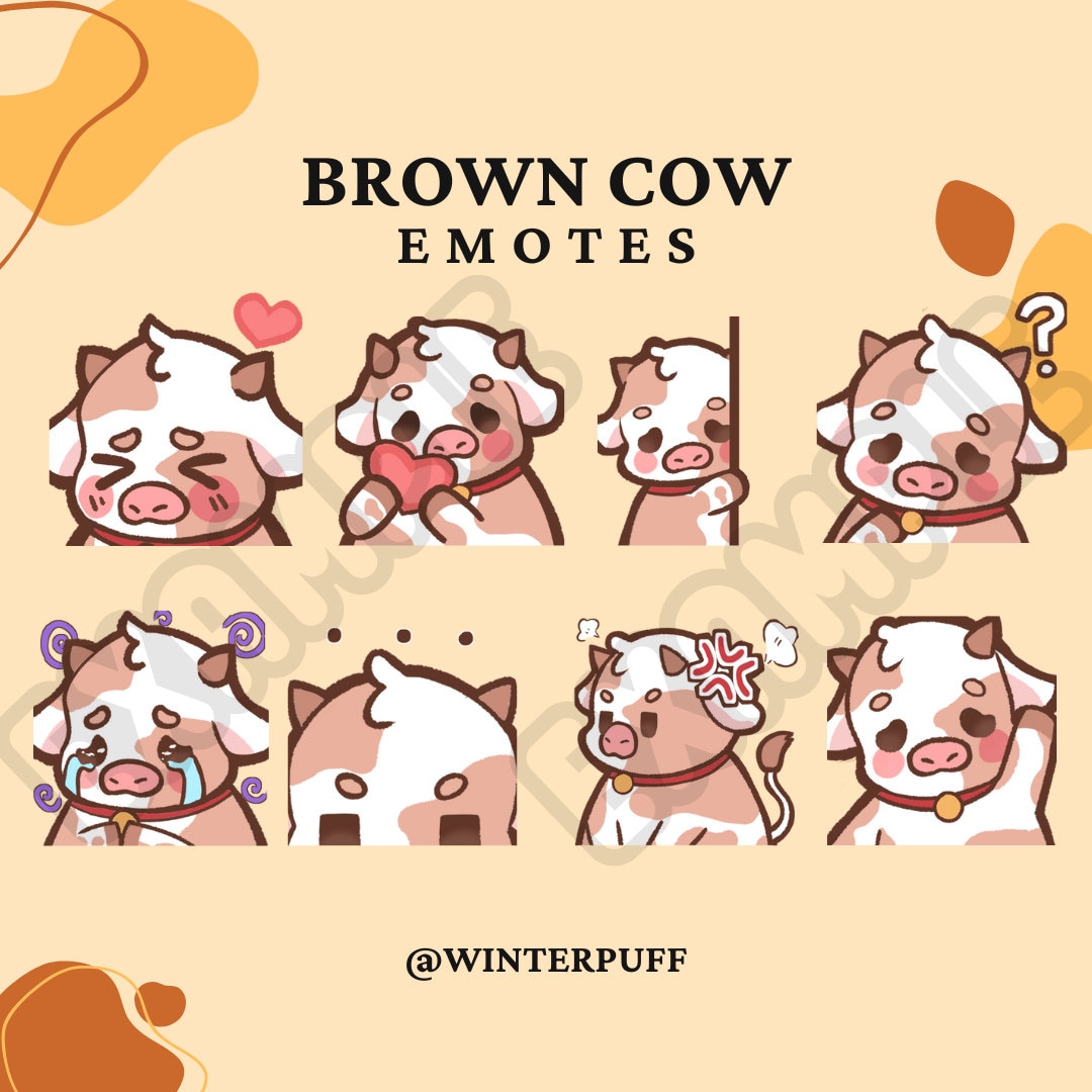 Brown & White Cow Emote Bundle | Discord | Twitch | Youtube - Etsy