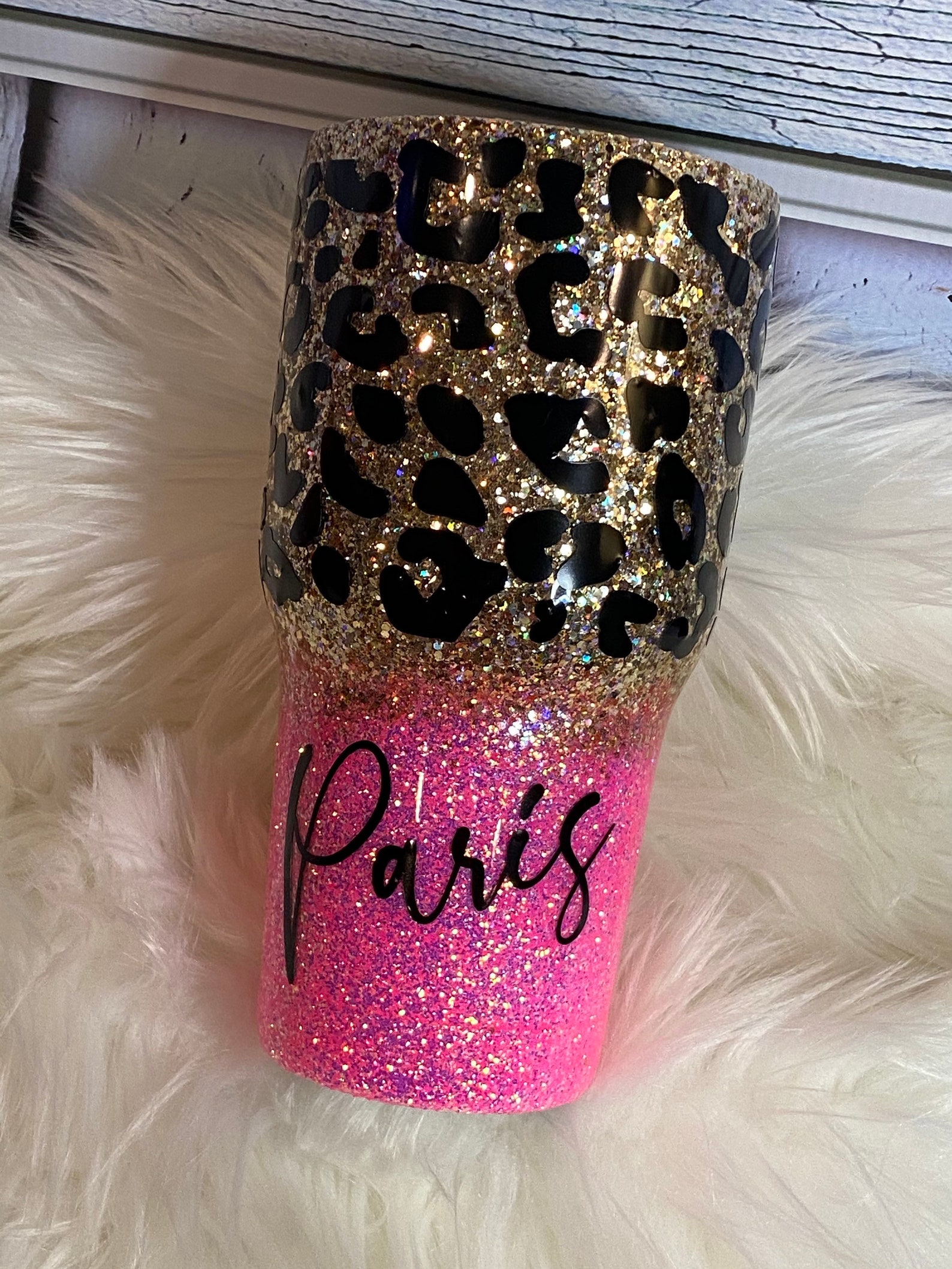 Leopard Cheetah Glitter Tumbler Cup - Personalized - Etsy