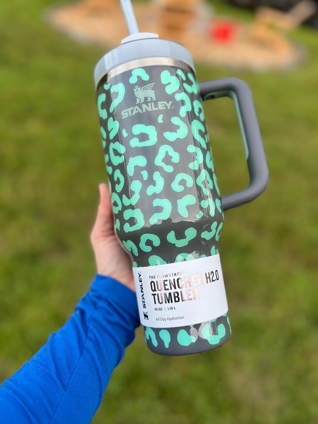 40oz Leopard Stanley Charcoal Mint - Etsy