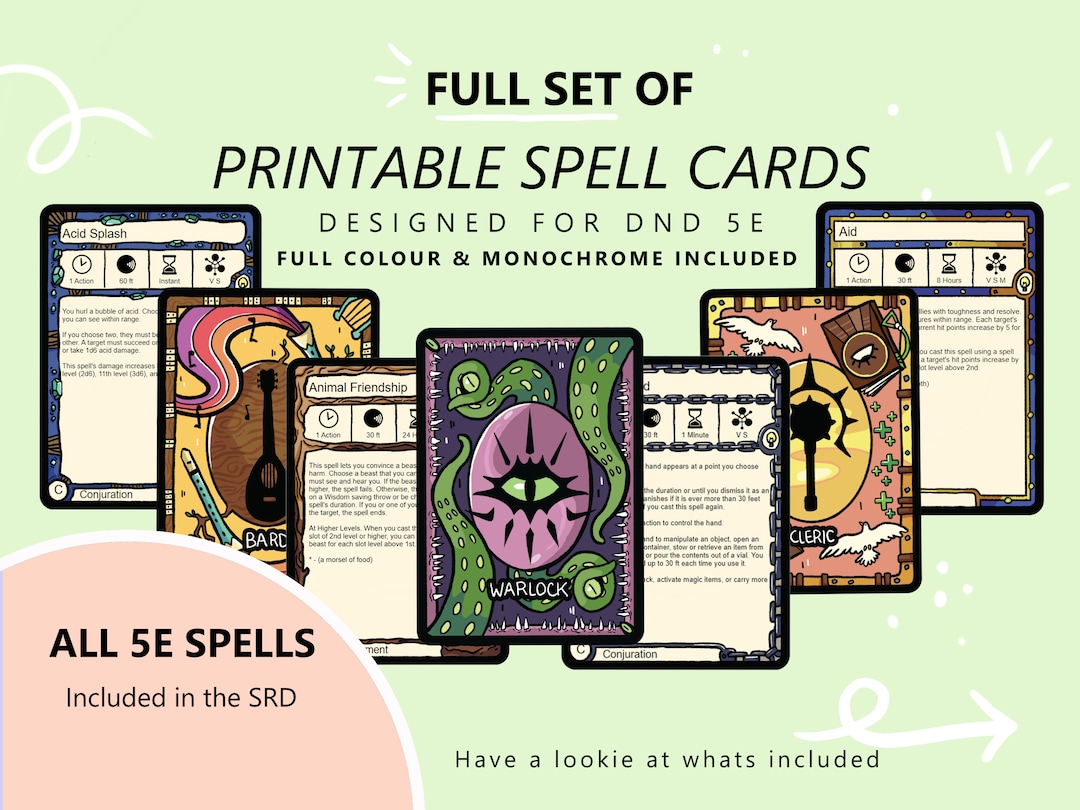 All Classes - All 5e SRD Spells - Mega Bundle - Etsy