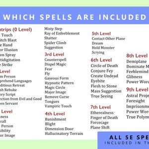 All 5E Spells | Warlock Spell Cards | Dnd 5e | Full Colour | Printable ...