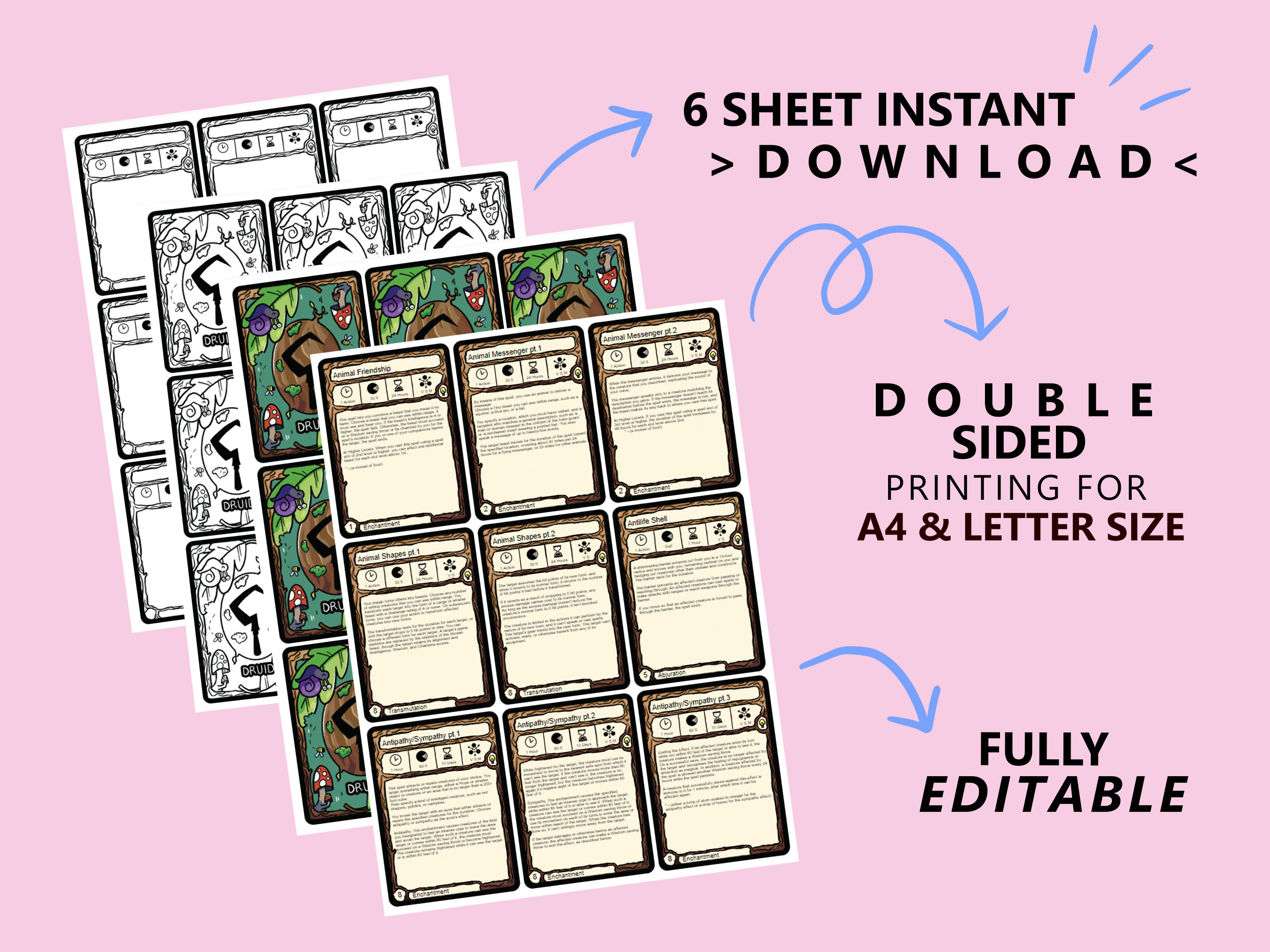 All 5E Spells Druid Spell Cards Dnd 5e Full Colour Printable - Etsy