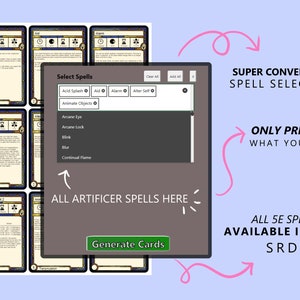 All 5E Spells | Artificer Spell Cards | Dnd 5e | Full Colour ...