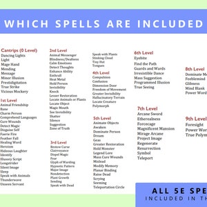 All 5E Spells | Bard Spell Cards | Dnd 5e | Full Colour | Printable - Etsy
