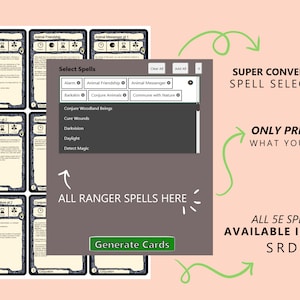 All 5E Spells | Ranger Spell Cards | Dnd 5e | Full Colour | Printable ...