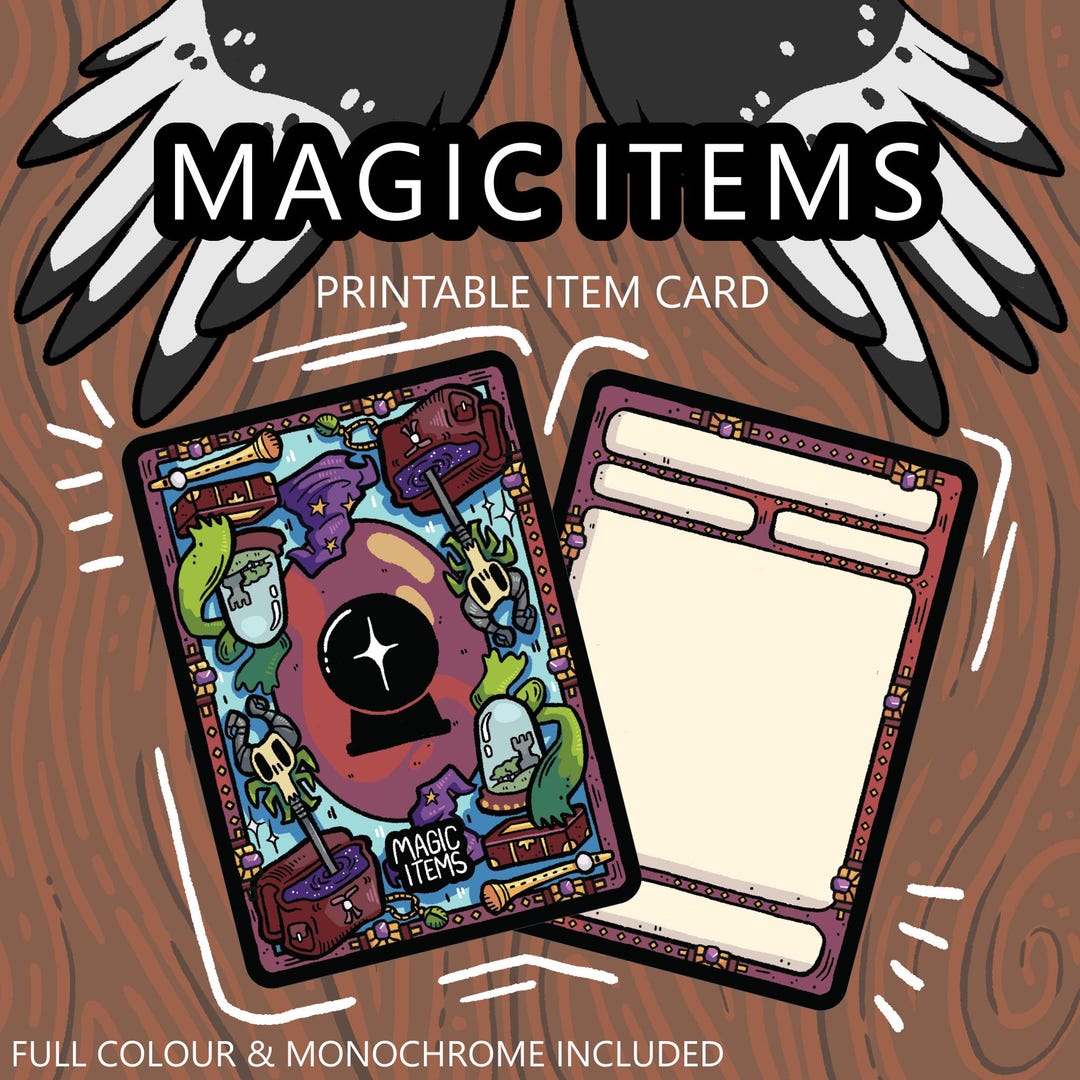 Printable Magic Item Fillable Card - Dnd - Ttrpg - Etsy