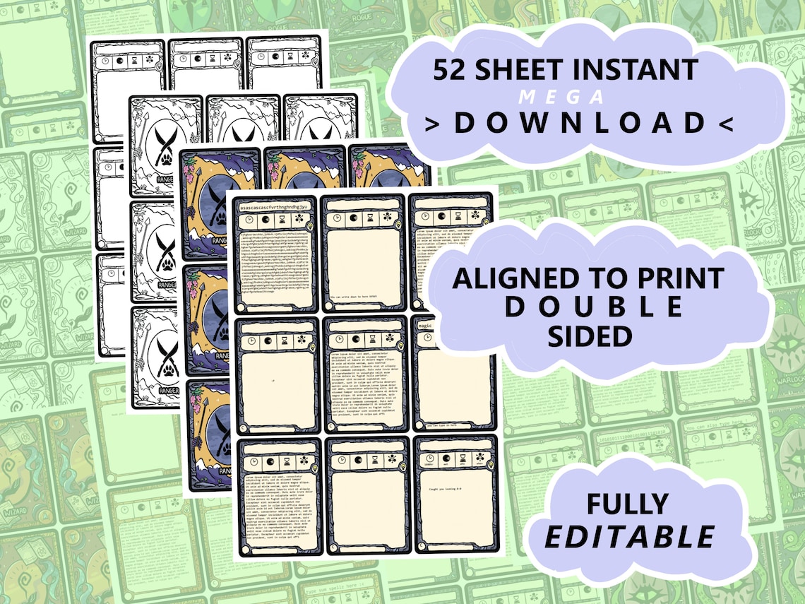 Dnd Blank Spell Cards ALL CLASSES Printable D&D 5e - Etsy