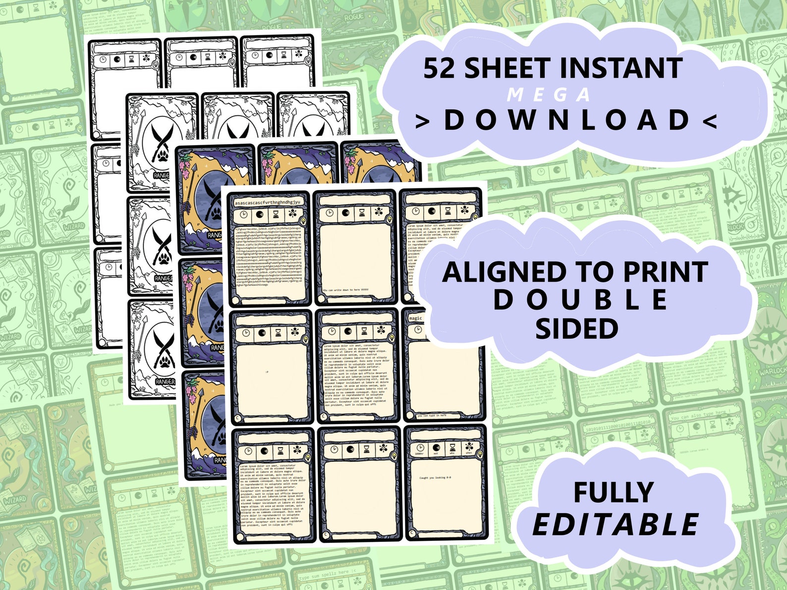 Dnd Blank Spell Cards ALL CLASSES Printable D&D 5e - Etsy