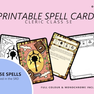 All 5E Spells | Cleric Spell Cards | Dnd 5e | Full Colour | Printable ...