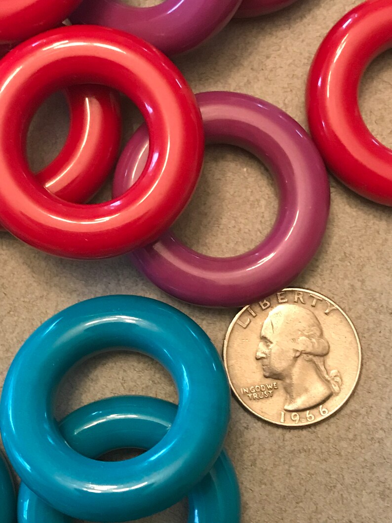 Vintage Lucite Rings Teal Plumb Red 27mm OD X 19mm ID - Etsy