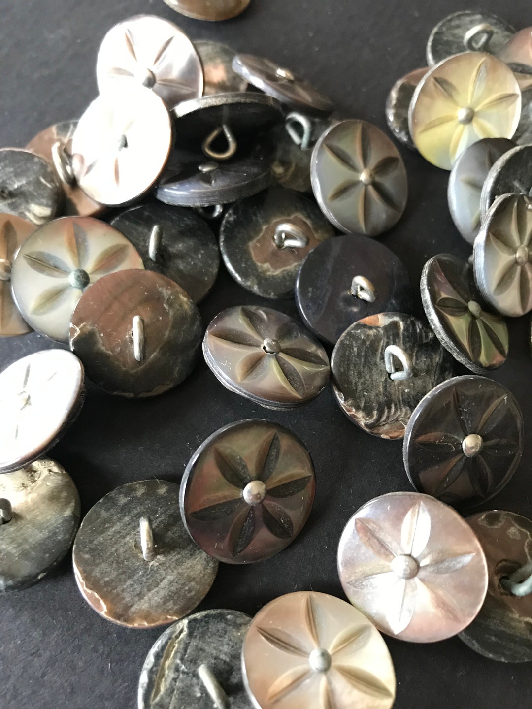 Antique Carved Shell Buttons 18mm four Pieces - Etsy