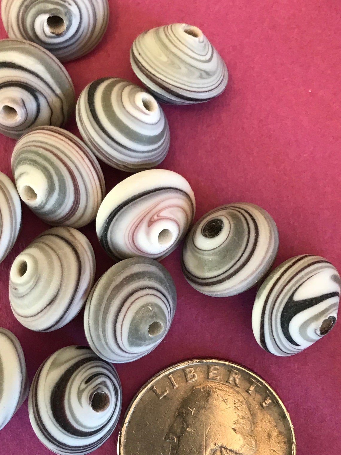 Vintage Glass Swirl Beads 13mm Japan 6 Pieces | Etsy