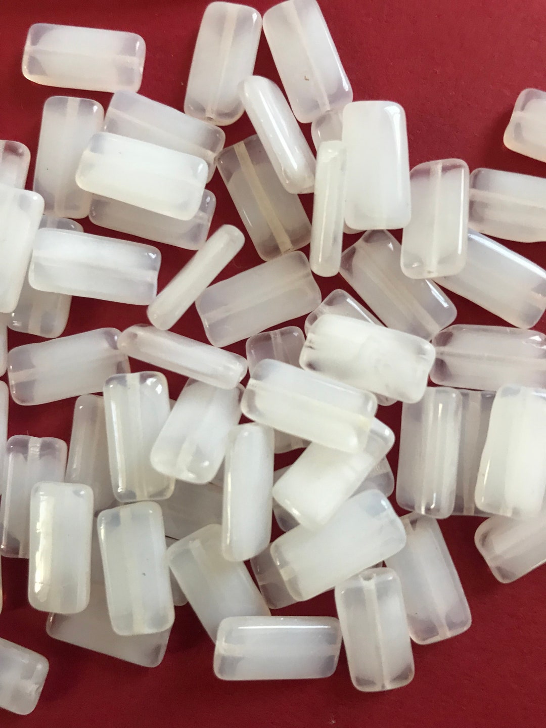 Vintage Translucent White Glass Beads 15mm Japan - Etsy