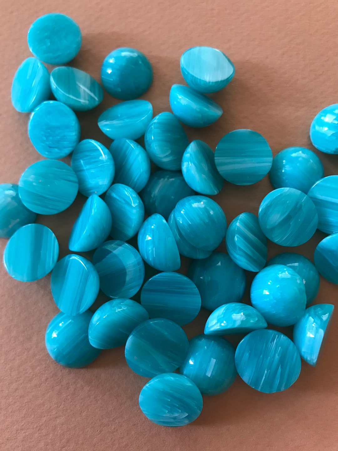 Vintage Lucite Blue Cabochons 14mm 6 Pieces - Etsy