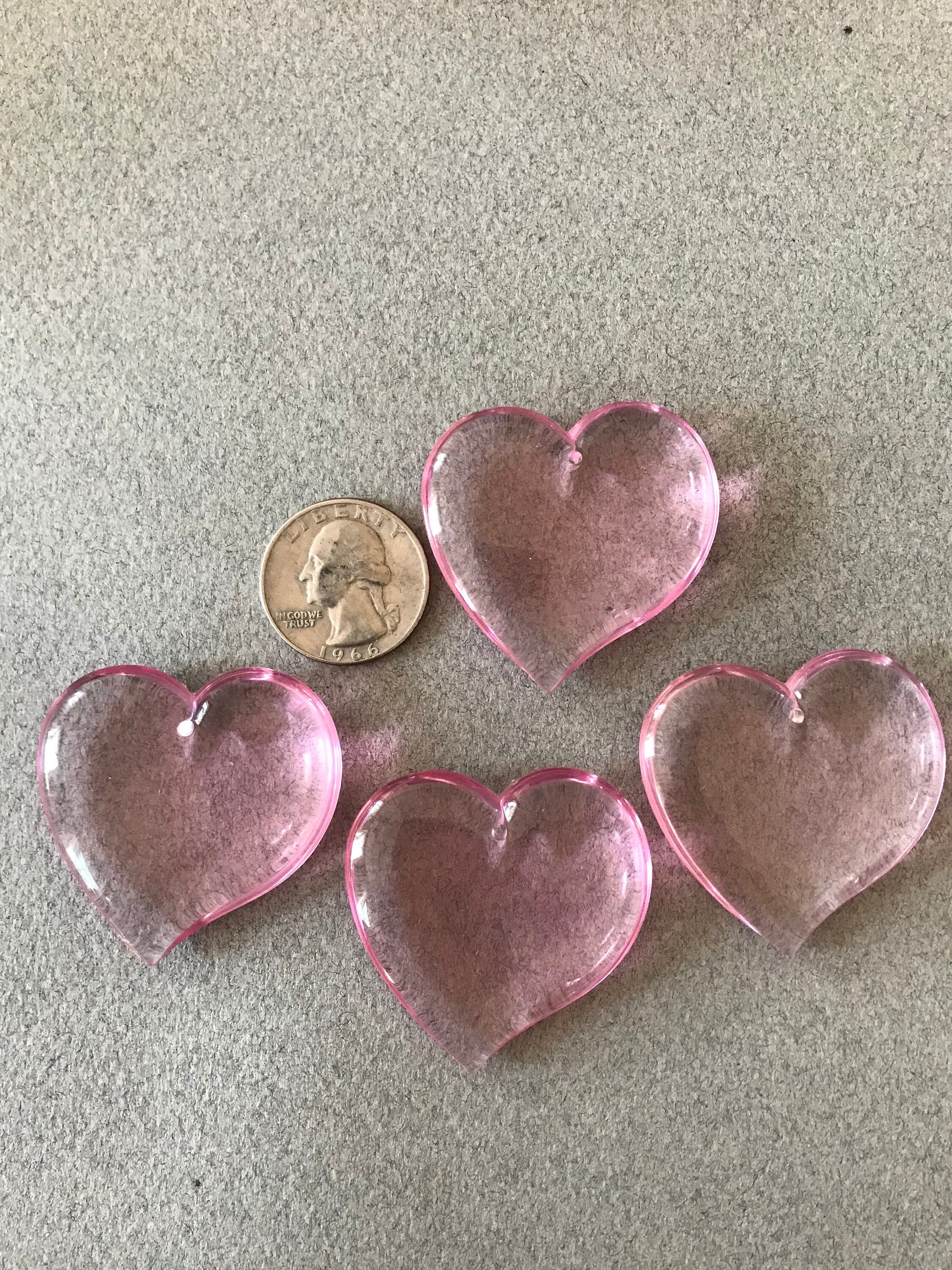 Vintage Pink Lucite Heart Pendant 41mm 1 Piece - Etsy UK