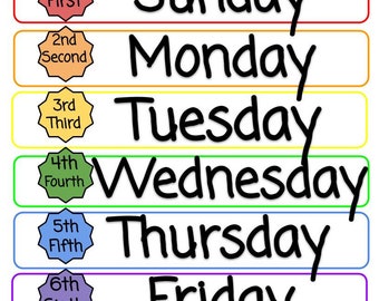 Days of the Week, Months of the Year, Printable, Vipkid, Gogokid ...