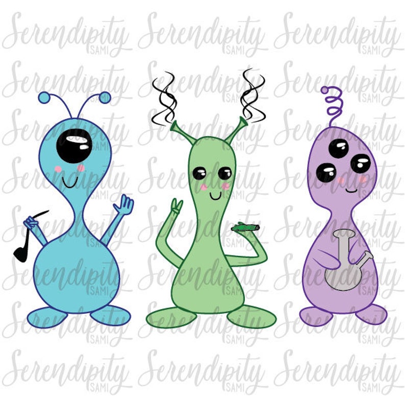 Cute Aliens Smoking Svg File Cannabis Png File Weed Png Etsy