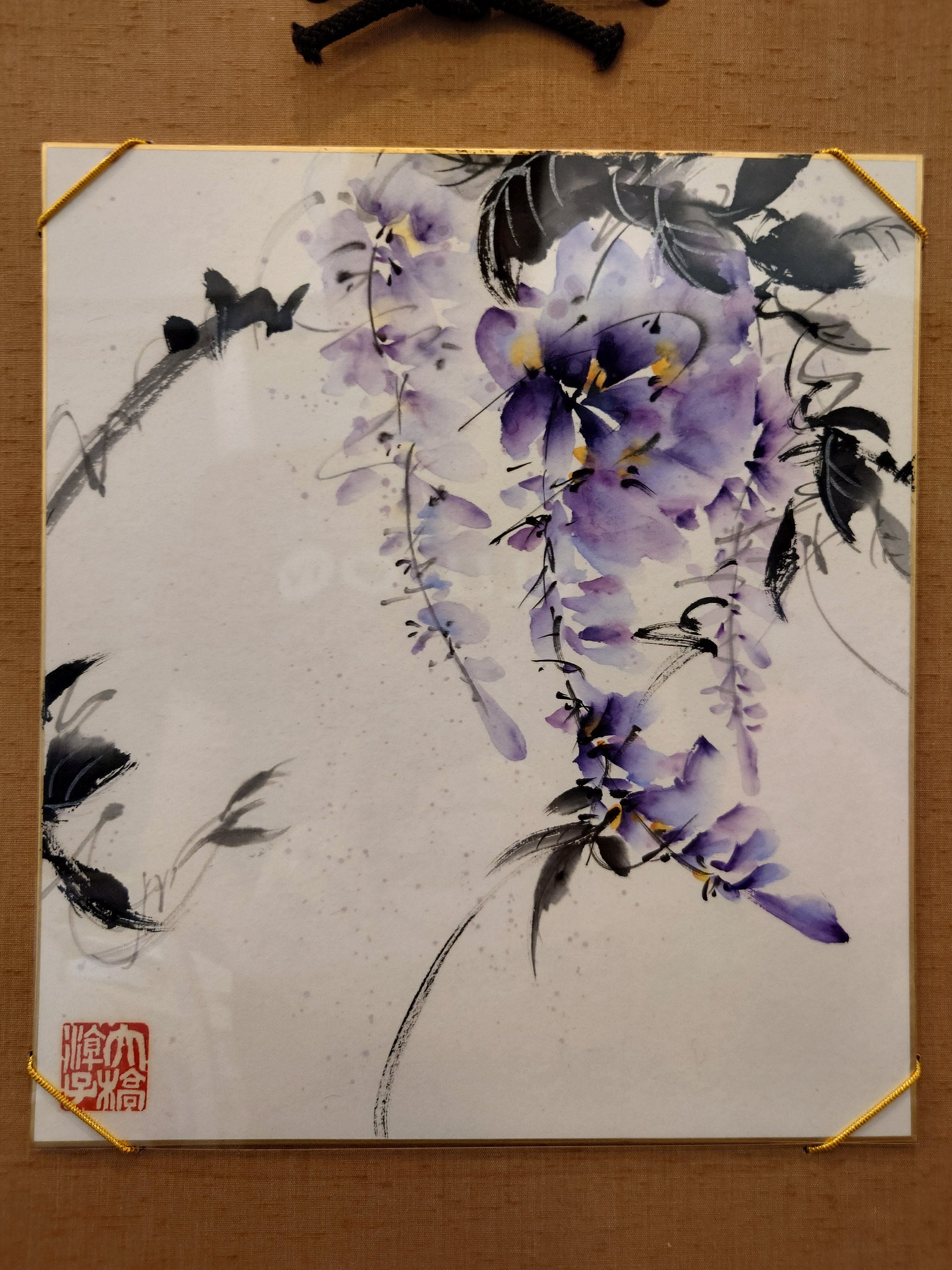 Wisteria, Original Japanese Sumi-e Painting With Daishi Grame ...