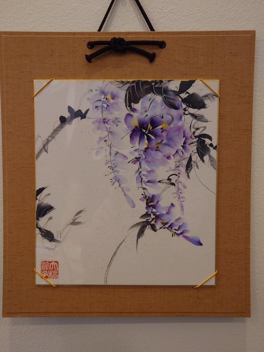 Wisteria, Original Japanese Sumi-e Painting With Daishi Grame ...