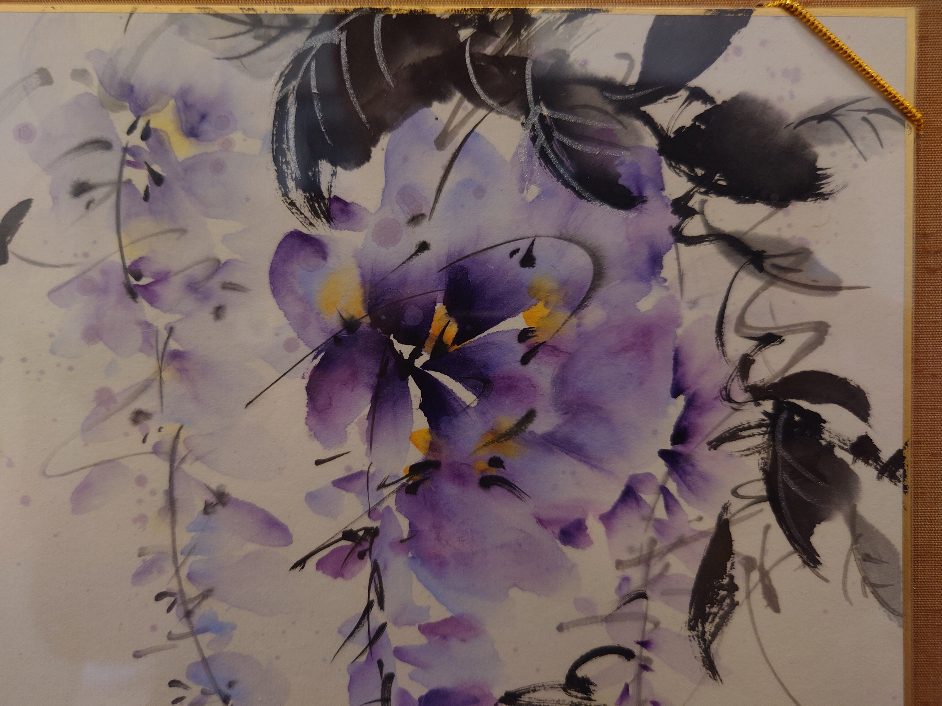 Wisteria, Original Japanese Sumi-e Painting With Daishi Grame ...