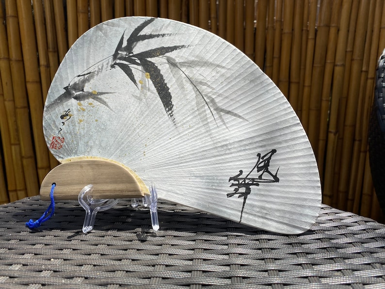 Japanese Hand Painted Sumi-e Fan by Atsuko Bamboo Wind Dance - Etsy