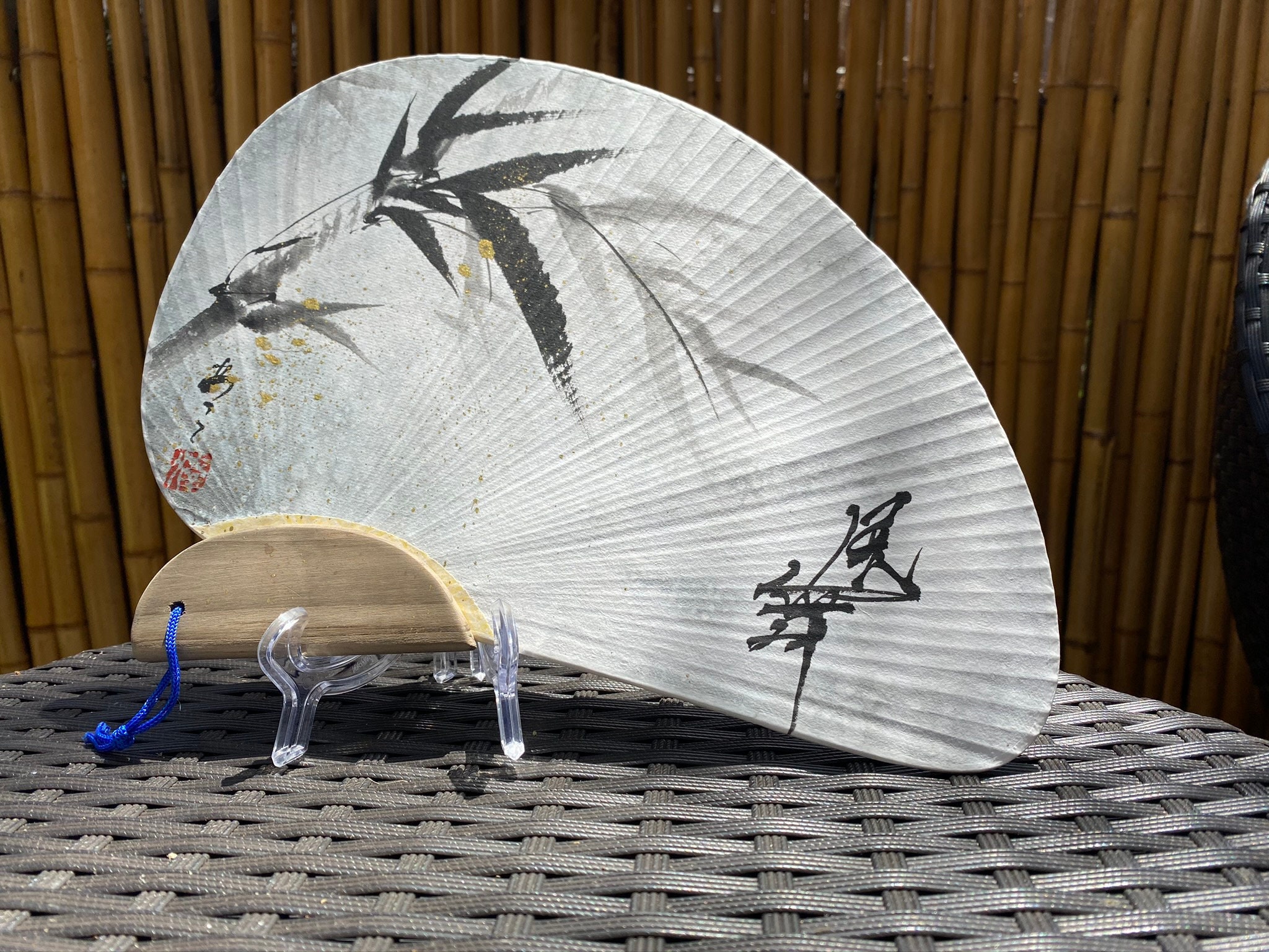 Japanese Hand Painted Sumi-e Fan by Atsuko Bamboo Wind Dance - Etsy