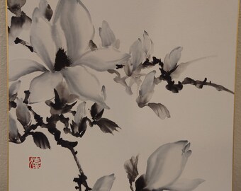 Japanese Hand Painted Sumi-e Fan by Atsuko Bamboo Wind Dance - Etsy