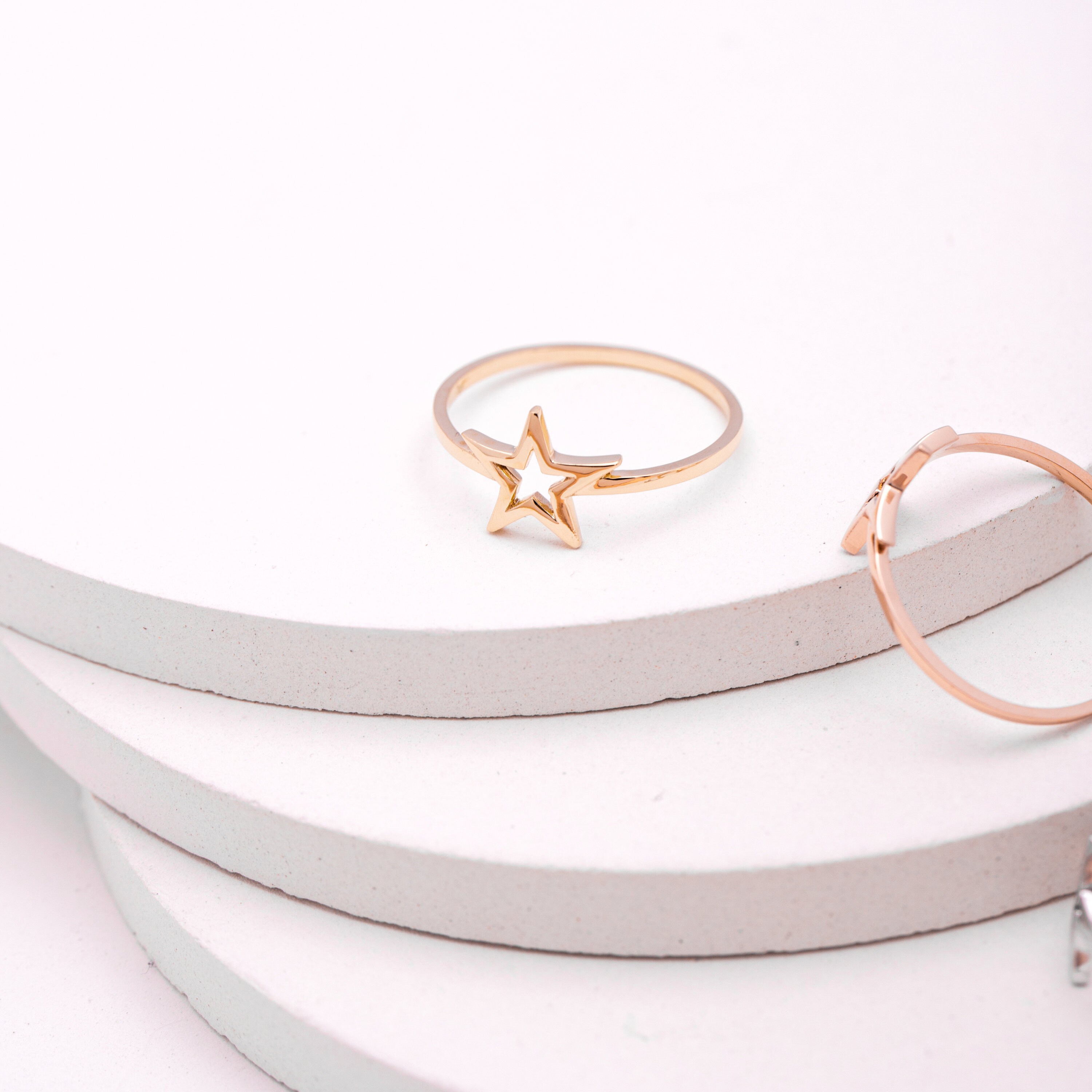 14K 18K Solid Gold Star Ring Dainty Open Star Ring Stacking | Etsy