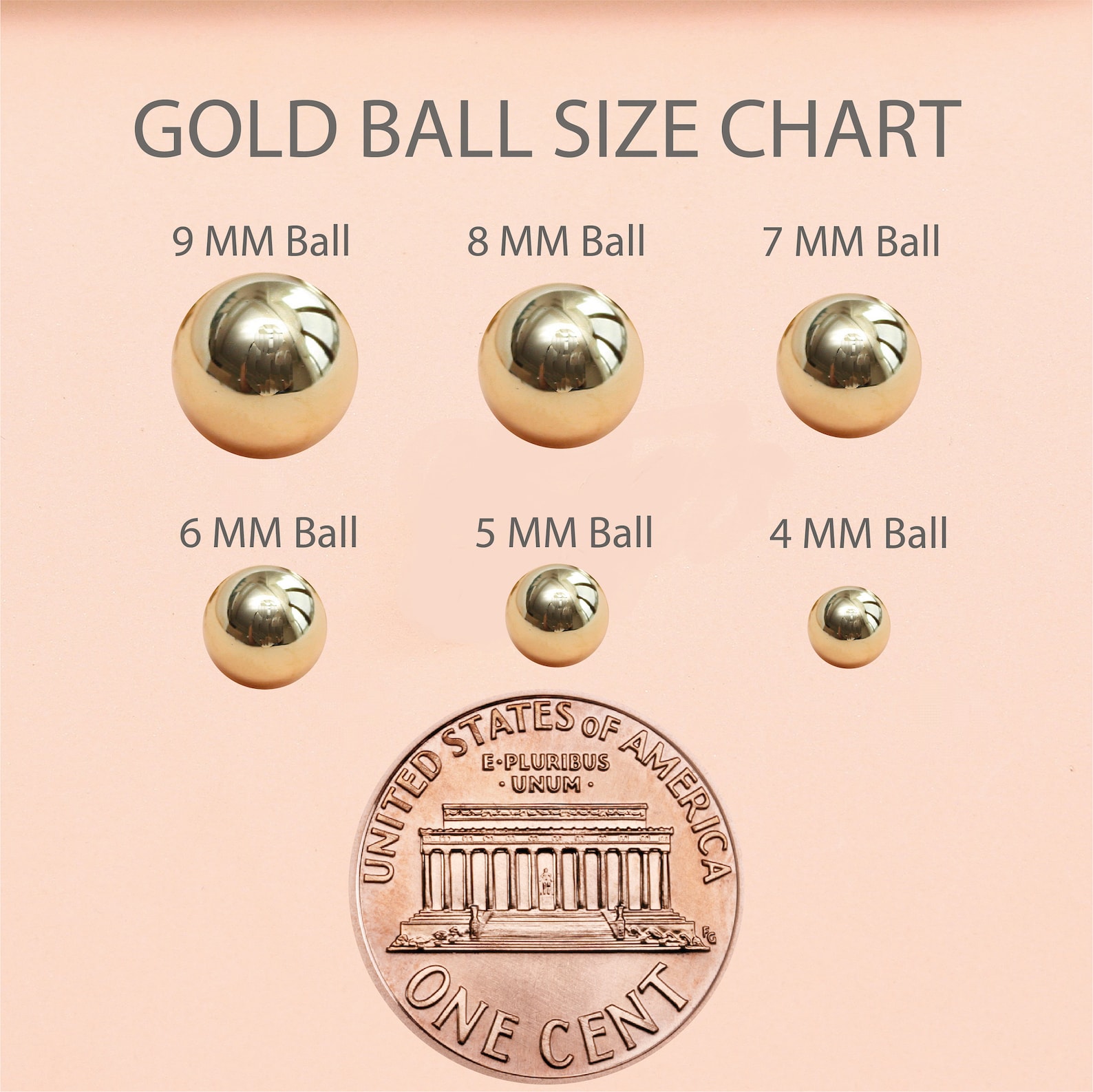 14K Solid Gold Ball Necklace, 6 7 8 9 Mm Gold Ball Floating Necklace ...