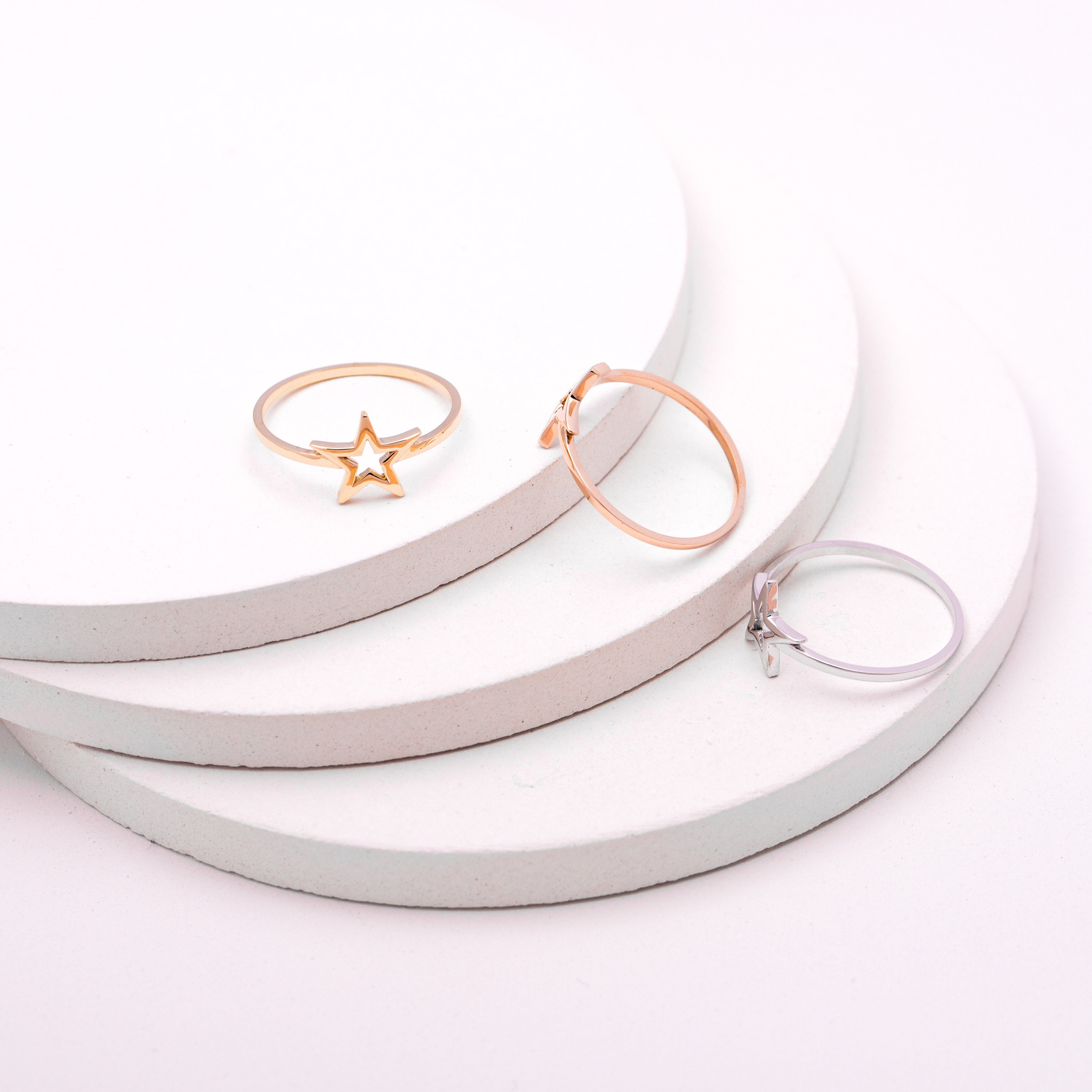 14K 18K Solid Gold Star Ring Dainty Open Star Ring Stacking | Etsy