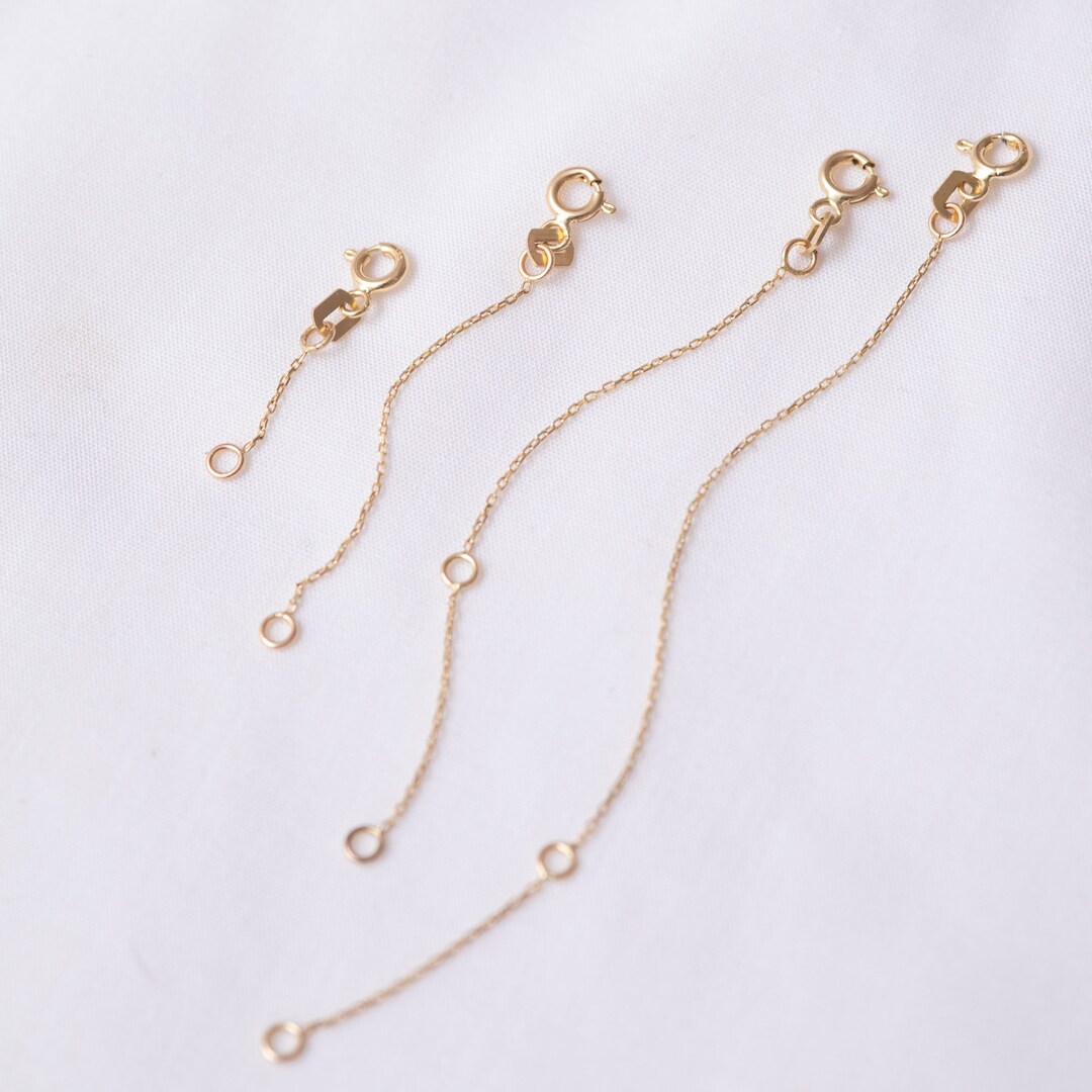 Solid Gold Necklace Extender, Adjustable Cable Chain, Extension in 14K ...