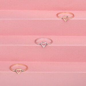 Tiny 14K Solid Gold Heart Ring, 18K Daint Heart Ring, Minimal Heart ...