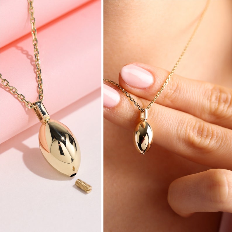 Real Gold Cremation Urn Necklace Personalized Ash Holder - Etsy