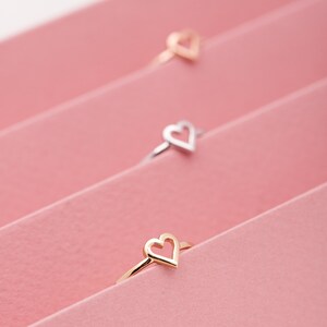 Tiny 14K Solid Gold Heart Ring, 18K Daint Heart Ring, Minimal Heart ...