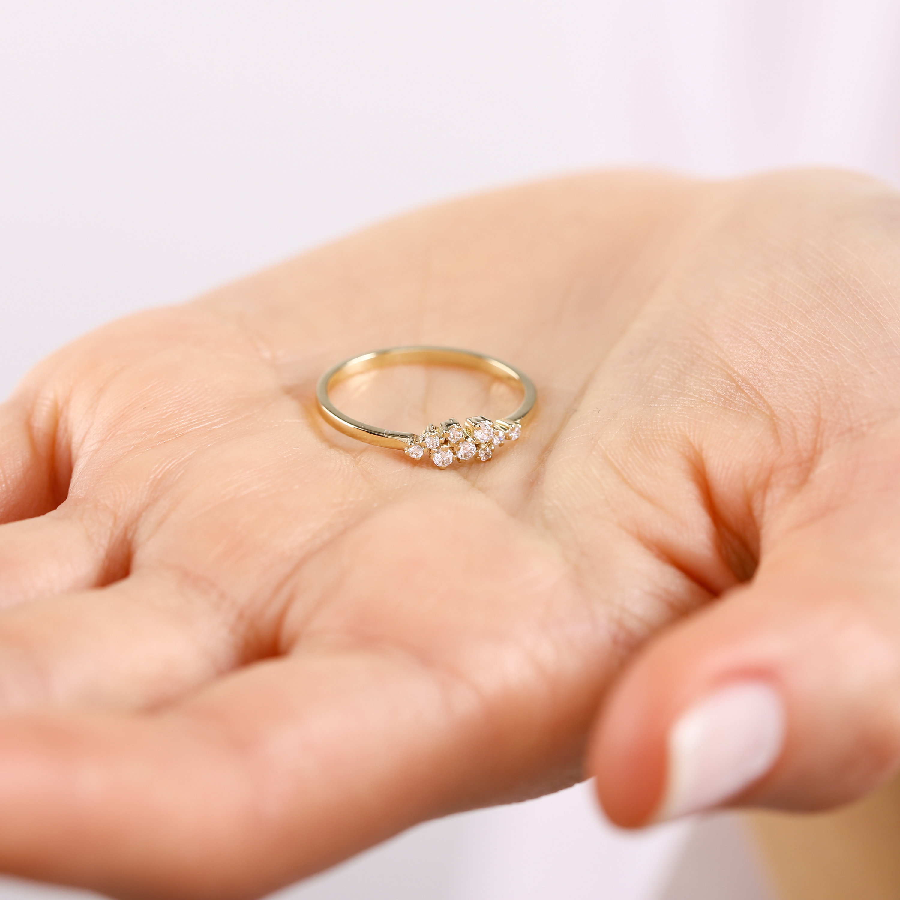 Diamond Cluster Ring 18K 14K Gold Cluster Wedding Ring | Etsy