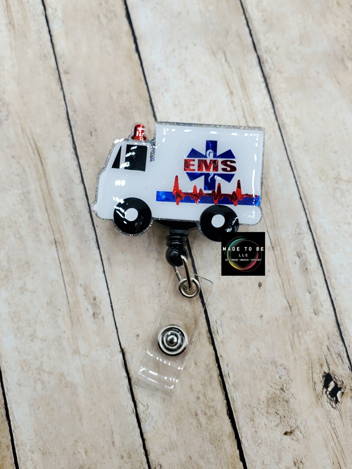 Ambulance, Badge Reel, 911, EMS, EMT, Paramedic, Medical, Badge Reel, Custom, Hospital, ID Tag ...