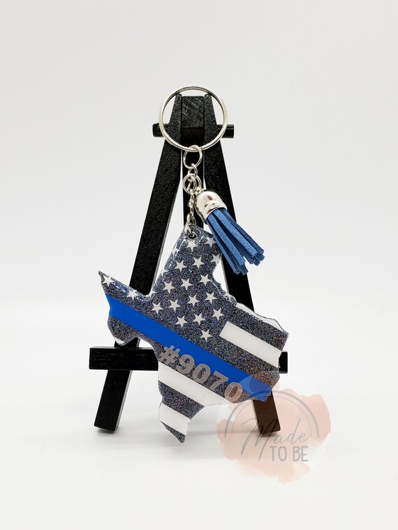Blue Line State Keychain Glitter Blue Line Keychain Glitter - Etsy España