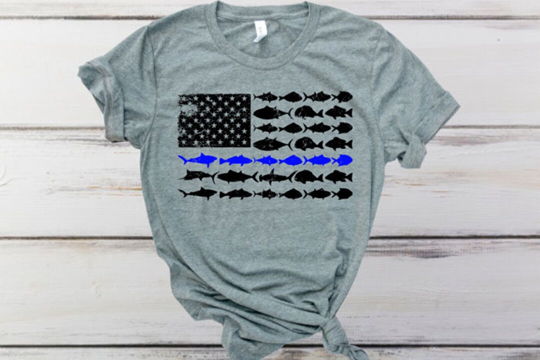 Thin Blue Line, Fishing, Fish Flag, Flag, Blue Line, Police, T-shirt ...