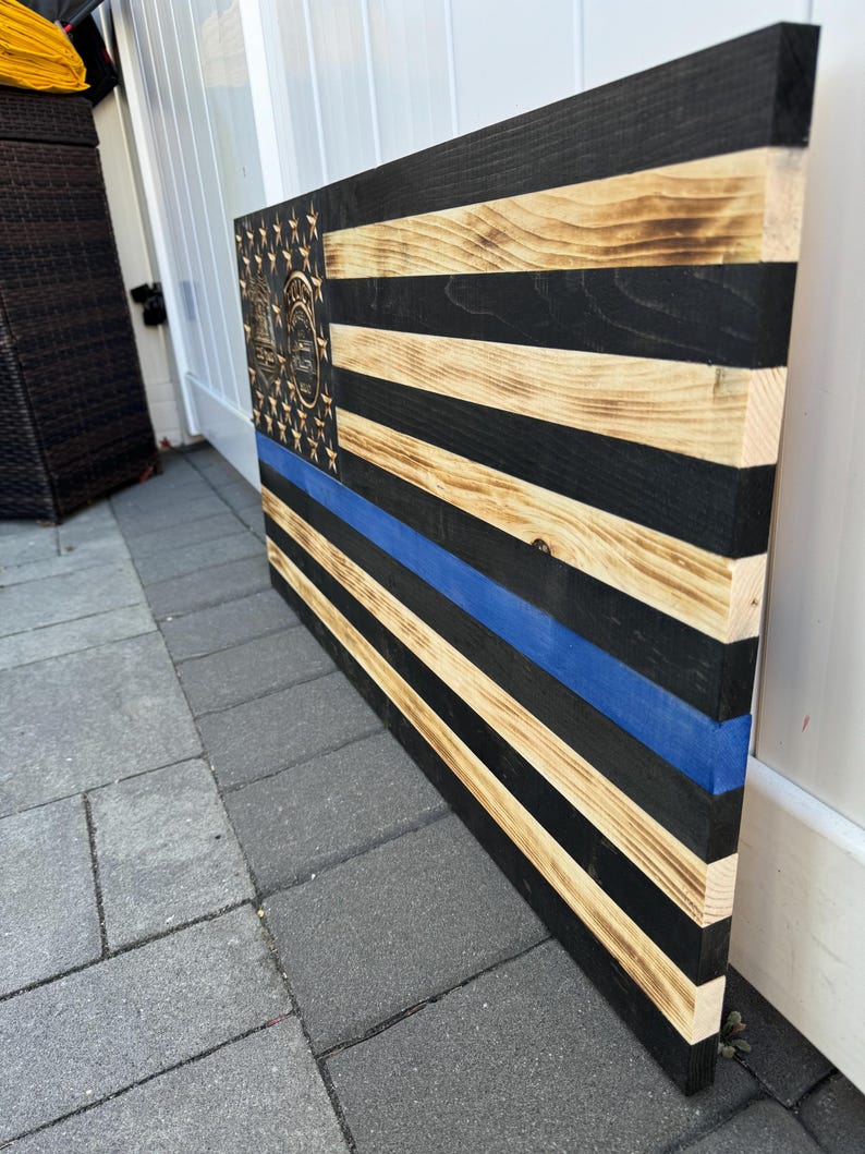 Thin Blue Line Wood Flag - Etsy