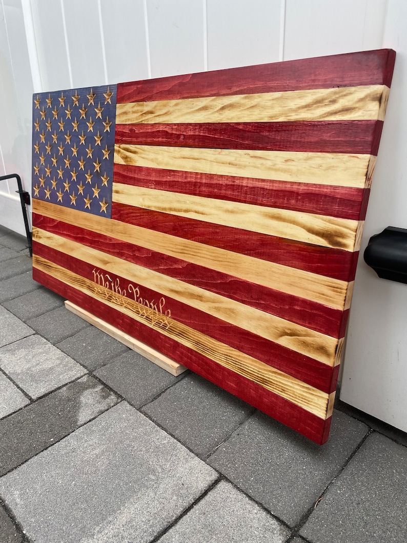 Wood American Flag Custom Engraving - Etsy